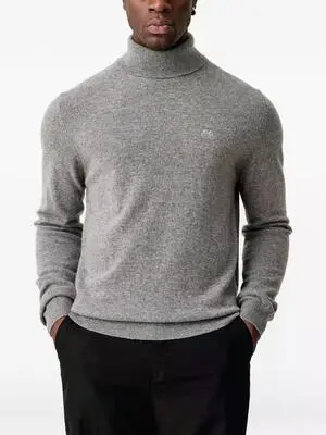 Lindbergh Roll-neck Embroidered-logo Sweater - Grey