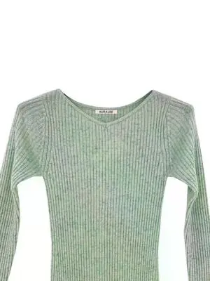 Auralee Ribbed-knit Cashmere Midi Dress