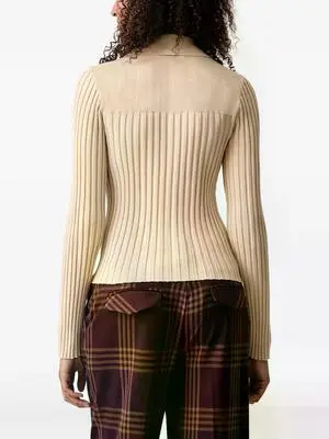 Lola Casademunt Ribbed-knit Zip-up Cardigan - Neutrals