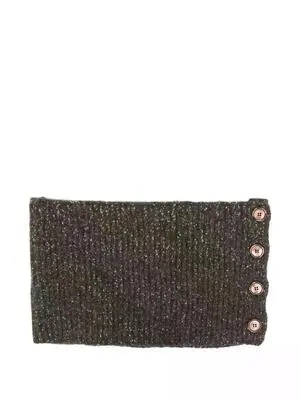 ELY ELY Button-fastening Ribbed-knit Scarf - Brown