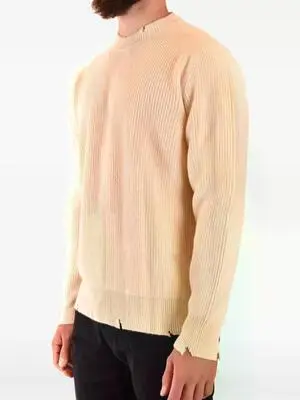 LANEUS Ripped-effect Ribbed-knit Sweater