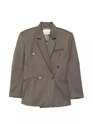 THE FRANKIE SHOP Jade Double-breasted Padded-shoulder Blazer - Neutrals