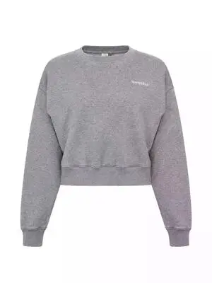 Sporty & Rich Serif-logo Embroidered Cropped Sweatshirt - Grey