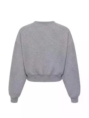 Sporty & Rich Serif-logo Embroidered Cropped Sweatshirt