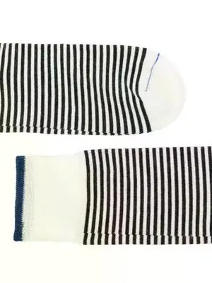 ANT45 Thin Short Striped Ribbed-trim Socks