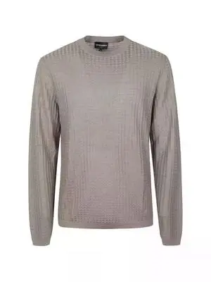 Emporio Armani Waffle-knit Crew-neck Sweater - Neutrals