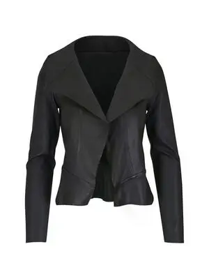 KZ_K STUDIO Draped-lapels Leather Jacket - Black