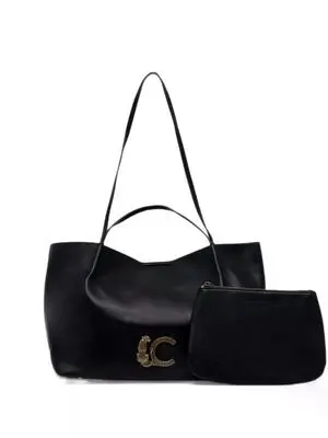 Lola Casademunt Leopard-logo Plaque Tote Bag - Black