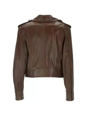 CASTELL Double-breasted Lambskin Jacket - Brown
