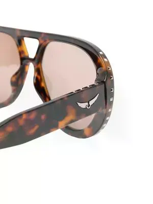 Zadig&Voltaire Tortoiseshell-effect Stud-embellished Sunglasses
