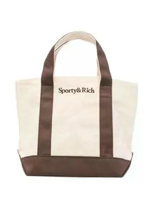 Sporty & Rich Mini Logo-embroidered Tote Bag - Neutrals