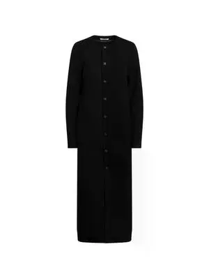 Auralee Collarless Button-up Midi Dress - Black