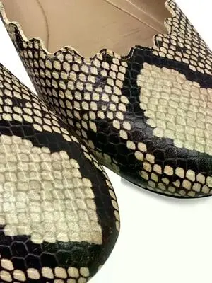 Chloé Scalloped Snakeskin-embossed Ballet Flats