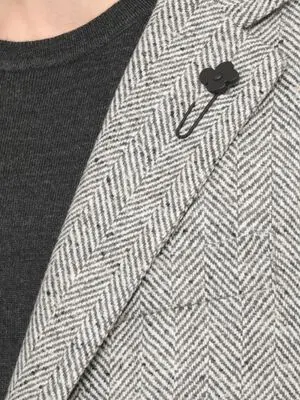 LARDINI Chevron Single-breasted Coat In Pure Virgin Wool