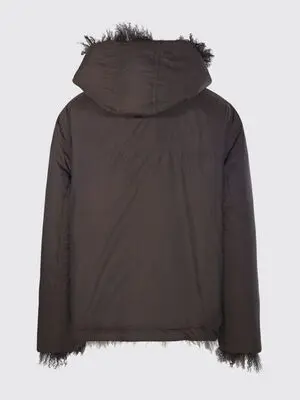 YVES SALOMON Hooded Reversible Short Jacket In Shearling And Lamb Leather