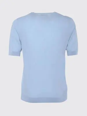 BALLANTYNE Short-sleeved Cotton Crew-neck T-shirt With Ribbed Trims - Gnawed Blue