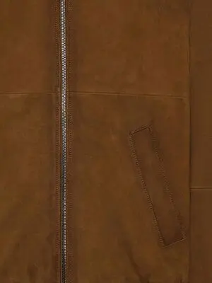 Peuterey Suede Leather Bomber Jacket With Zip Closure And Ribbed Trim