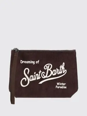 MC2 SAINT BARTH Aline Corduroy Mini Handbag With Embroidered Logo - Brown
