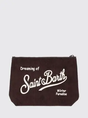 MC2 SAINT BARTH Aline Corduroy Mini Handbag With Embroidered Logo - Brown