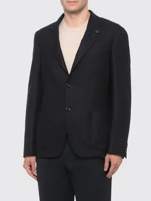 LARDINI Single-breasted Virgin Wool Blazer With Patch Pockets - Blue