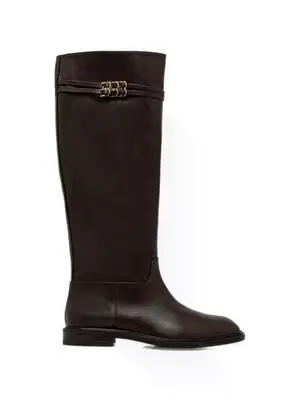 BALDININI Logo-plaque Leather Boots - Brown