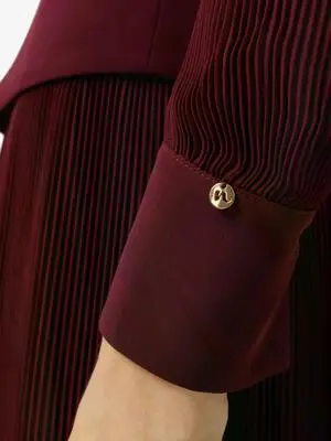 NISSA Pleated Chiffon V-neck Top