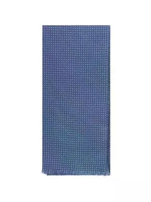 PERSONALITY Geometric-print Silk Scarf - Blue