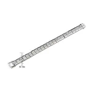 GENEVIVE Sterling Silver White Gold Plated With Clear Cubic Zirconia Square Shapes Bracelet - White/silver