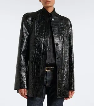 Khaite Sadie Croc-effect Leather Coat