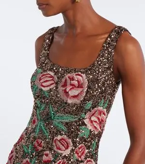 LA FUORI Antique Bloom Sequined Gown