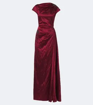 Erdem Draped Embellished Satin Gown - Red