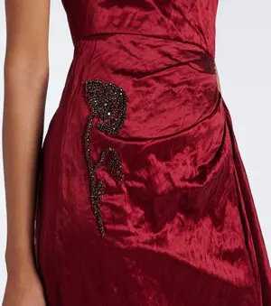 Erdem Draped Embellished Satin Gown