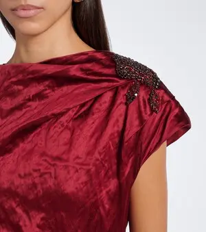 Erdem Draped Embellished Satin Gown