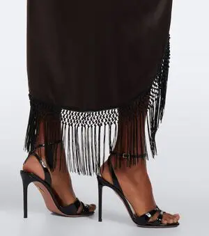 SIR. Lula Fringed Asymmetric Silk Maxi Dress