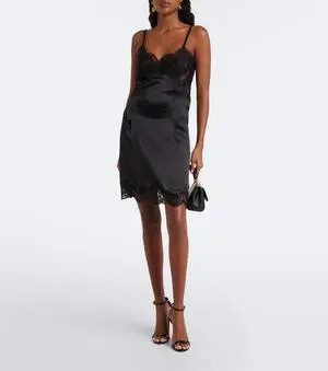 Dolce & Gabbana Lace-trimmed Silk Satin Slip Dress