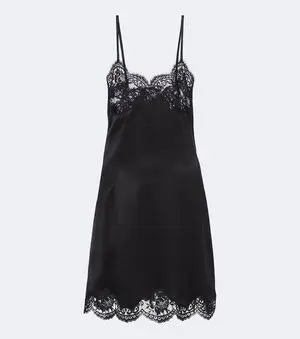 Dolce & Gabbana Lace-trimmed Silk Satin Slip Dress - Black