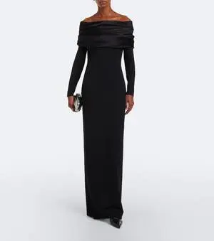 Solace London Bradshaw Off-shoulder Crepe And Satin Gown