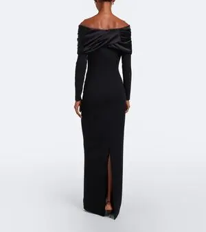 Solace London Bradshaw Off-shoulder Crepe And Satin Gown