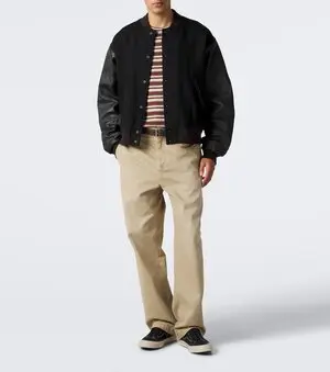 Visvim Wool, Linen, And Leather Varsity Jacket