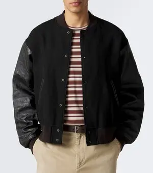 Visvim Wool, Linen, And Leather Varsity Jacket