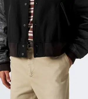 Visvim Wool, Linen, And Leather Varsity Jacket