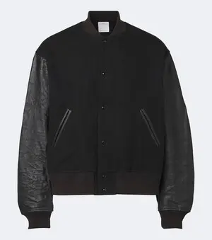 Visvim Wool, Linen, And Leather Varsity Jacket - Black