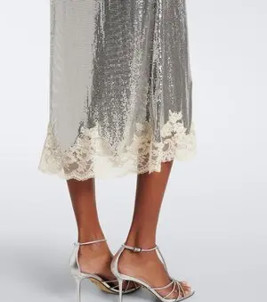 Rabanne Lace-trimmed Chainmail Midi Dress