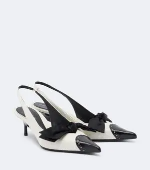 Alexander McQueen Koko Bow-detail Leather Slingback Pumps - Multicoloured
