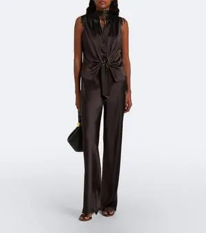 SIR. Lula Fringed Scarf-detail Silk Top