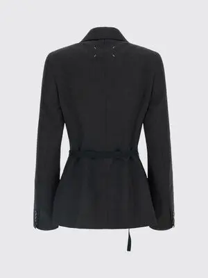 MAISON MARGIELA Short Robe-style Wool Blazer With Peak Lapels And Belt