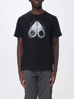 Moose Knuckles Cotton Crewneck T-shirt With Front Printed Logo - Black