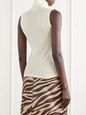 FLORE FLORE Dinah Ribbed Organic Cotton-jersey Turtleneck Tank