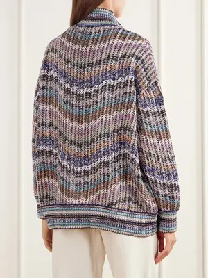 Missoni Striped Metallic Crochet-knit Cardigan