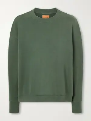 JAMIE HALLER The Baggy Crew French Cotton-terry Sweatshirt - Green